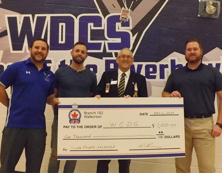 Walkerton Legion supports WDCS lacrosse program