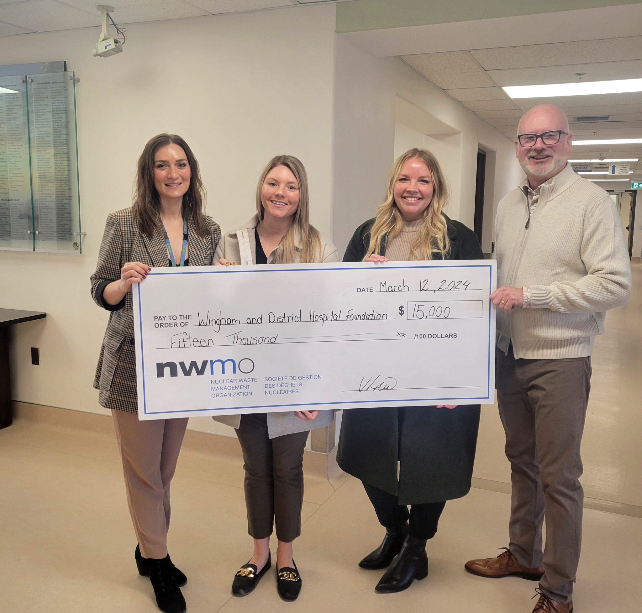 NWMO donates $15,000 to CT scanner at Wingham Hospital